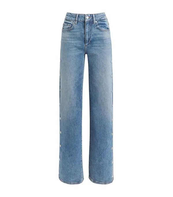 Paige Sasha Side Snap Wide Leg Jeans