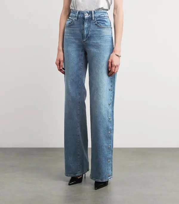 Paige Sasha Side Snap Wide Leg Jeans