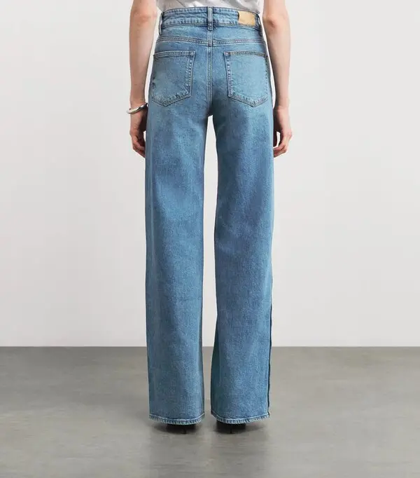 Paige Sasha Side Snap Wide Leg Jeans