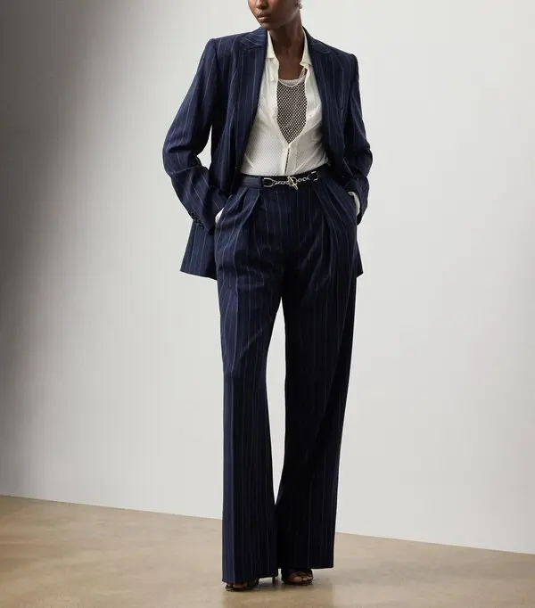 Ralph Lauren Wool Pinstripe Marcy Blazer