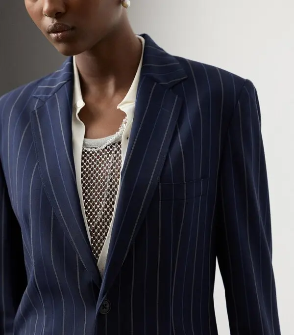 Ralph Lauren Wool Pinstripe Marcy Blazer