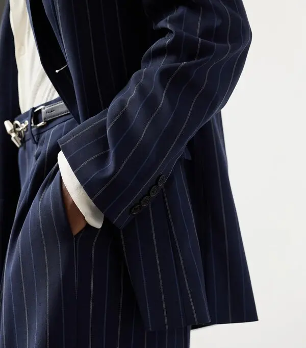 Ralph Lauren Wool Pinstripe Marcy Blazer