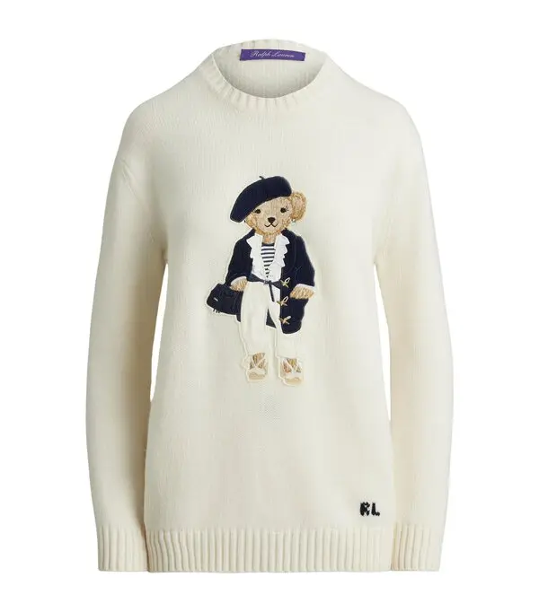 Ralph Lauren Cashmere Polo Bear Sweater - White