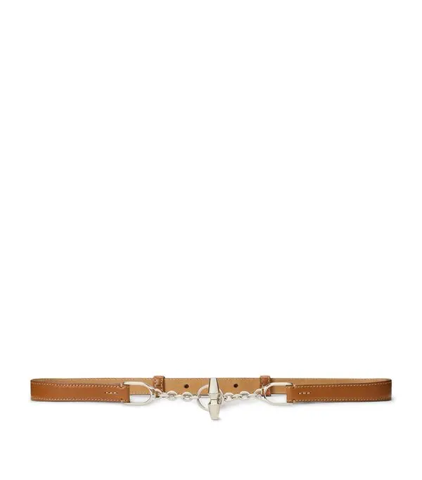 Ralph Lauren Leather Toggle Skinny Belt - Brown