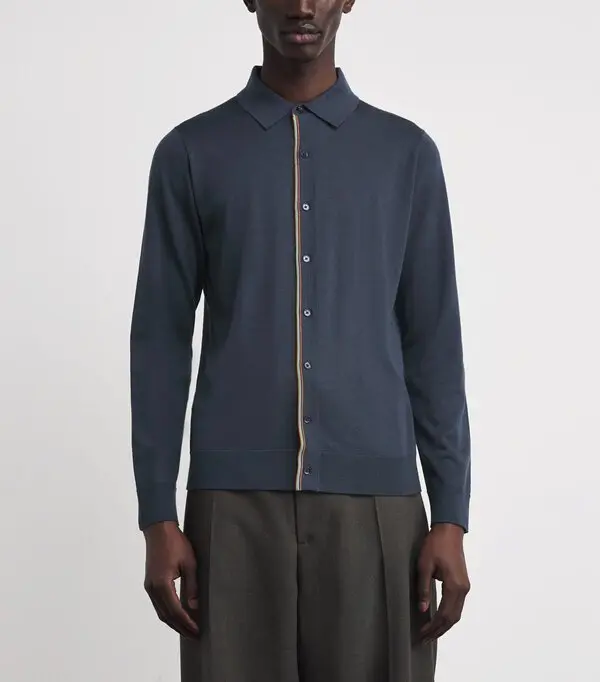 Paul Smith Merino Wool Signature Stripe Cardigan - Grey