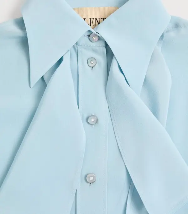 Valentino Garavani Silk Pussy-bow Blouse - Blue