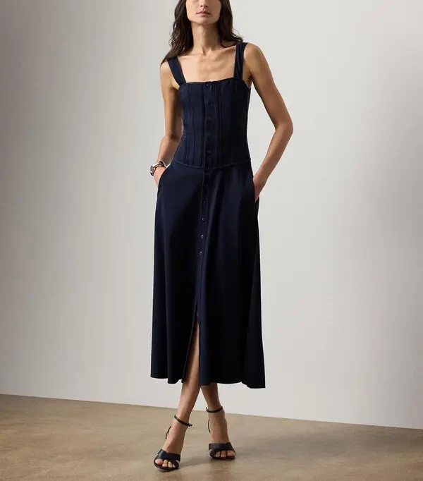 Ralph Lauren Sophee A-Line Midi Dress - Navy | Editorialist