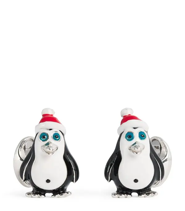 DEAKIN & FRANCIS Sterling Silver Christmas Penguin Cufflinks - White