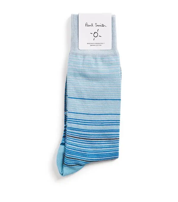Paul Smith Organic Cotton-blend Marcel Stripe Socks - Blue