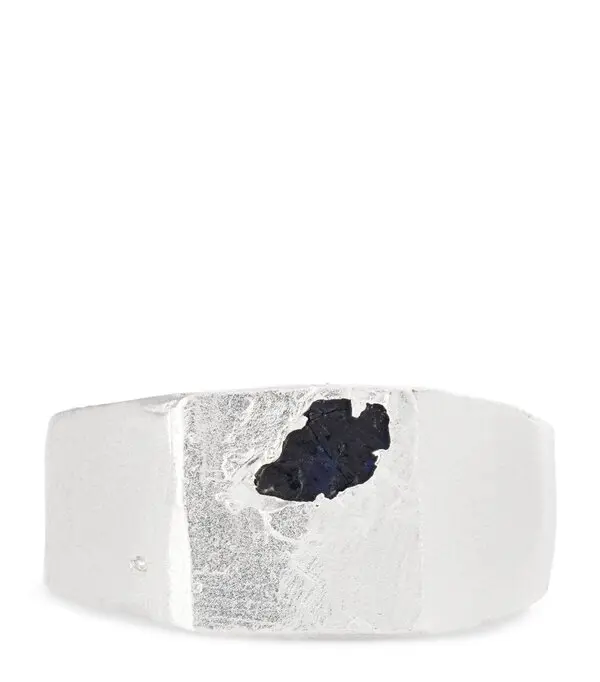THE OUZE Sterling Sapphire Signet Ring - Silver