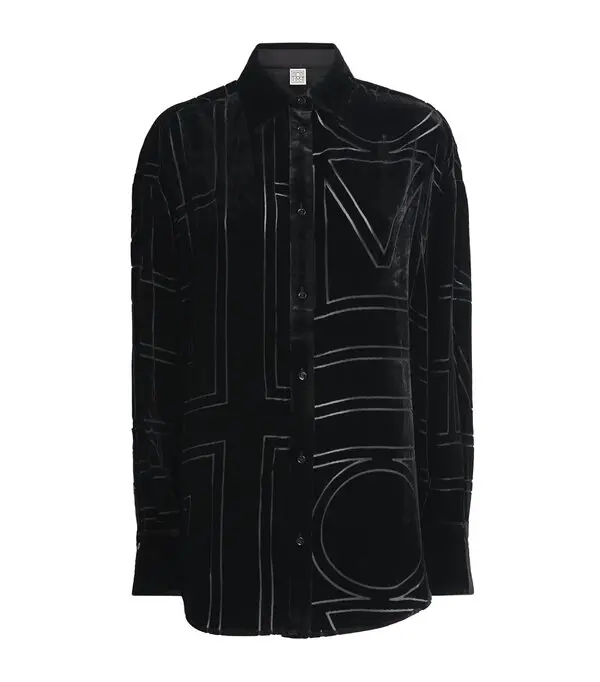 TOTEME Silk Velvet Monogram Shirt