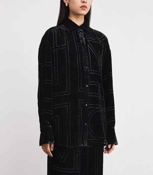 TOTEME Silk Velvet Monogram Shirt