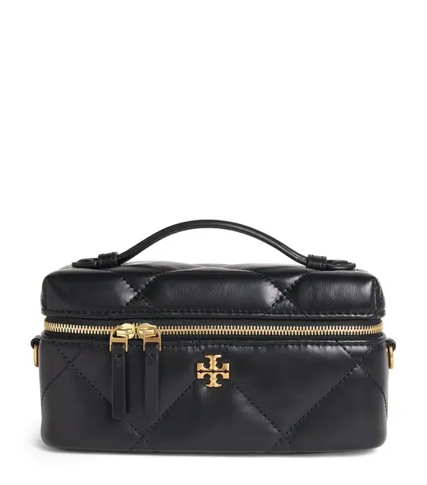 Tory Burch Leather Quilted Kira Vanity Case Bag - Black