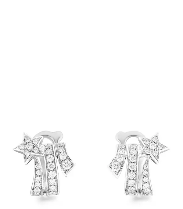 Chanel Toile Filante Diamond Earrings - White