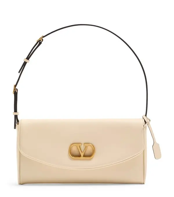 Valentino Garavani Leather Vain Soft Shoulder Bag - Ivory