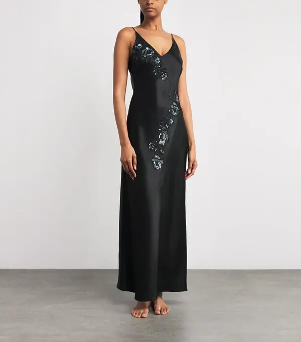 Carine Gilson Silk Embellished Sofia Slip Dress