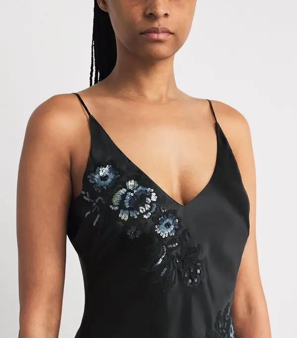 Carine Gilson Silk Embellished Sofia Slip Dress