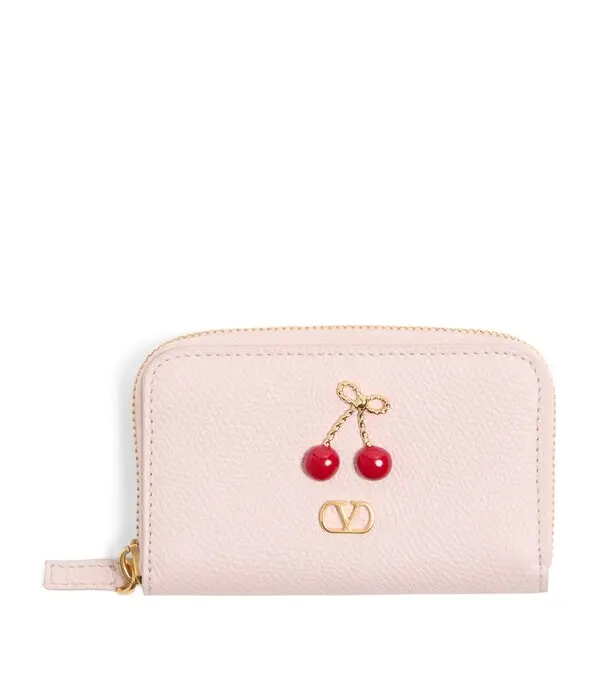 Valentino Garavani Mini Leather Cherryfic Wallet - Pink