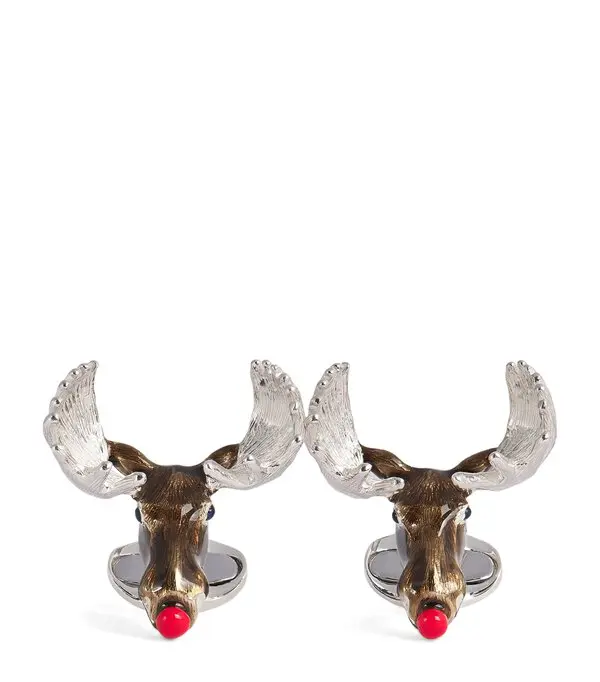 DEAKIN & FRANCIS Sterling Silver Christmas Moose Cufflinks - Brown