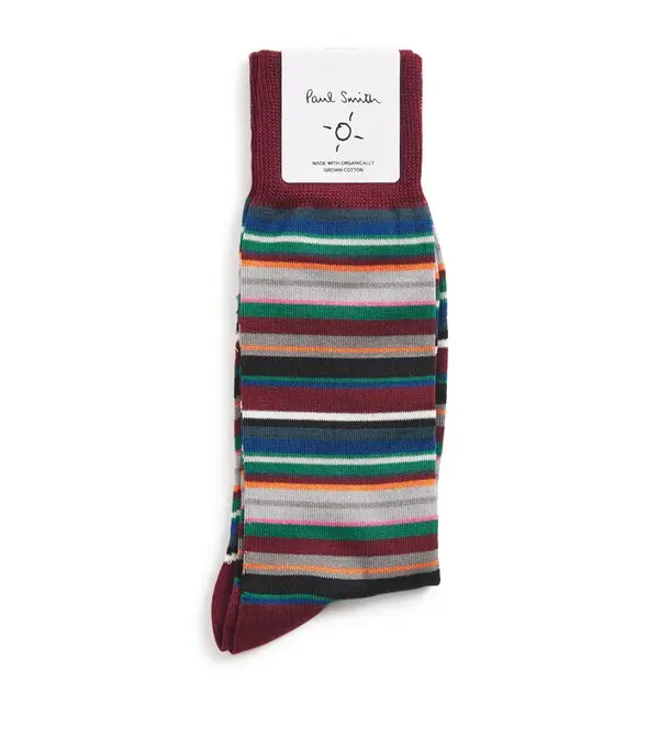Paul Smith Organic Cotton-blend Munich Stripe Socks - Red
