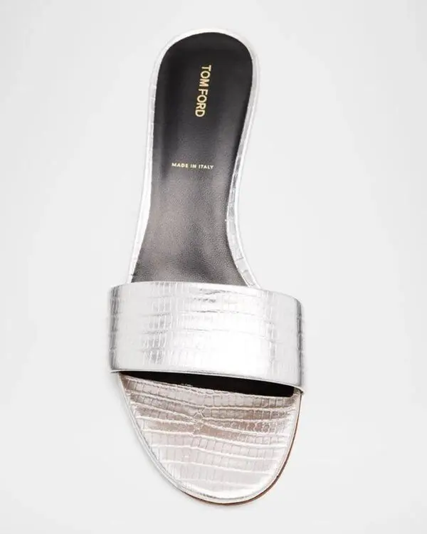 TOM FORD 55mm Embossed Metallic Leather Mules