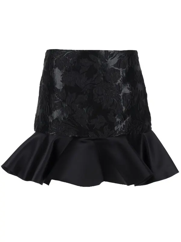 GANNI Satin Miniskirt - Black