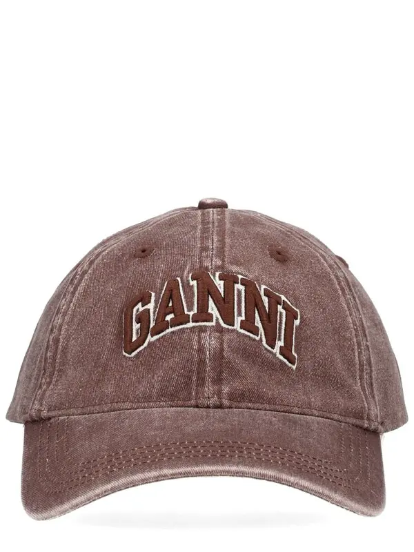 GANNI Baseball Cap With Logo - Brown