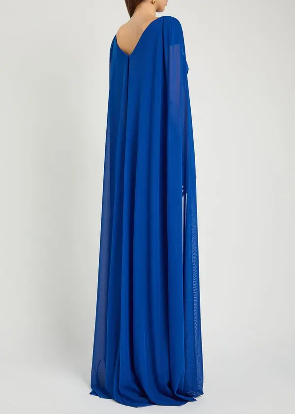 Talbot Runhof Cape-effect Draped Stretch-tulle Gown