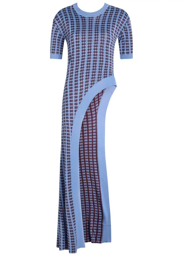 Rabanne Patterned Fine-knit Midi Dress - Blue