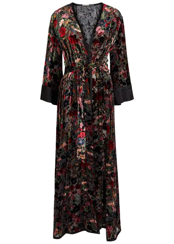 Alice + Olivia Floral-jacquard Maxi Kimono - Black