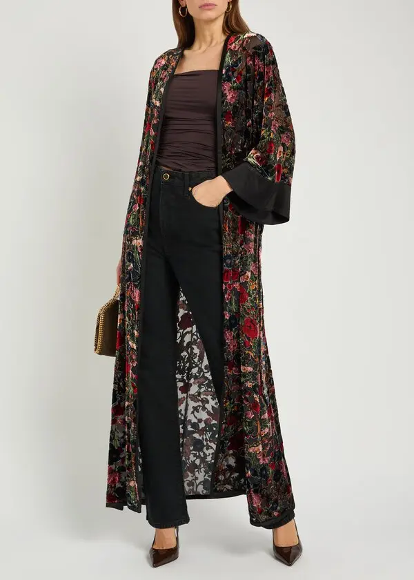 Alice + Olivia Floral-jacquard Maxi Kimono