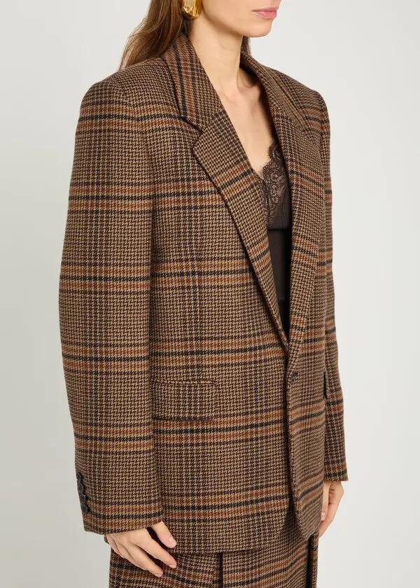 Saint Laurent Houndstooth Wool Blazer