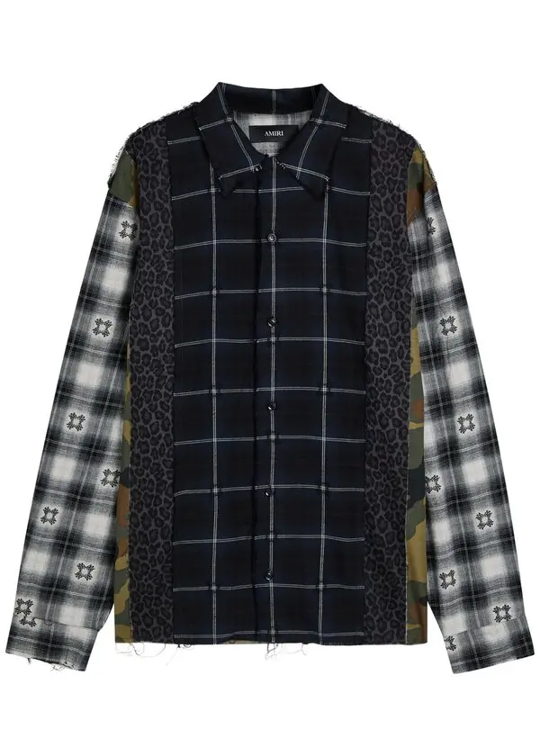 Amiri Spliced Quad Patchwork Cotton Shirt