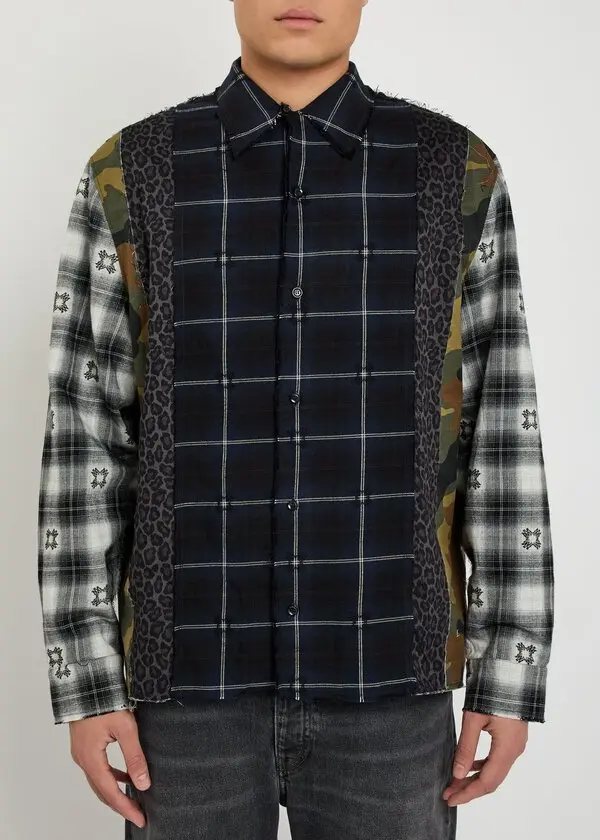 Amiri Spliced Quad Patchwork Cotton Shirt