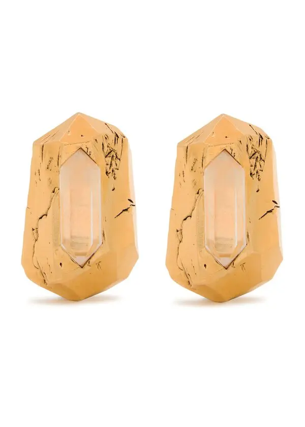 Saint Laurent Prism-embellished Clip-on Earrings - Gold