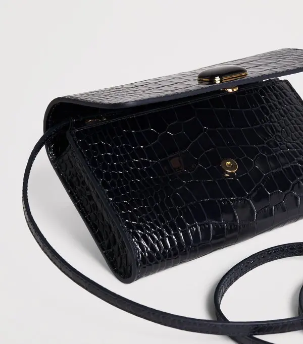 Jeffrey Levinson Leather Croc-embossed Clutch - Navy