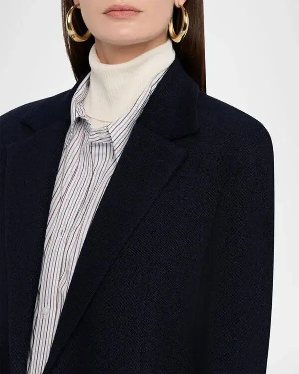 TWP Mattie Single-breasted Wool Twill Coat - Midnight