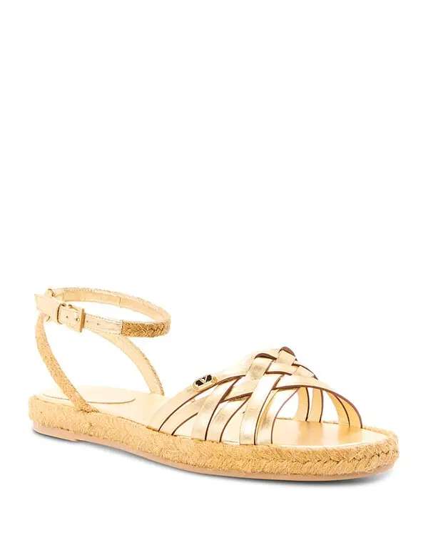 Valentino Garavani Metallic Espadrille Sandals - Antique Brass