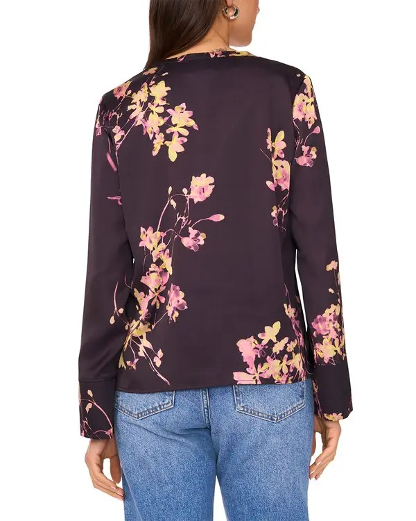 Vince Camuto Split Neck Tie Long Sleeve Top