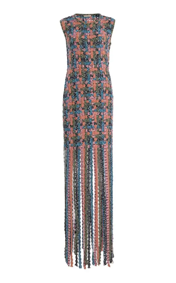 Ulla Johnson Alexis Fringed Macramé Cotton Knit Maxi Dress - Multi