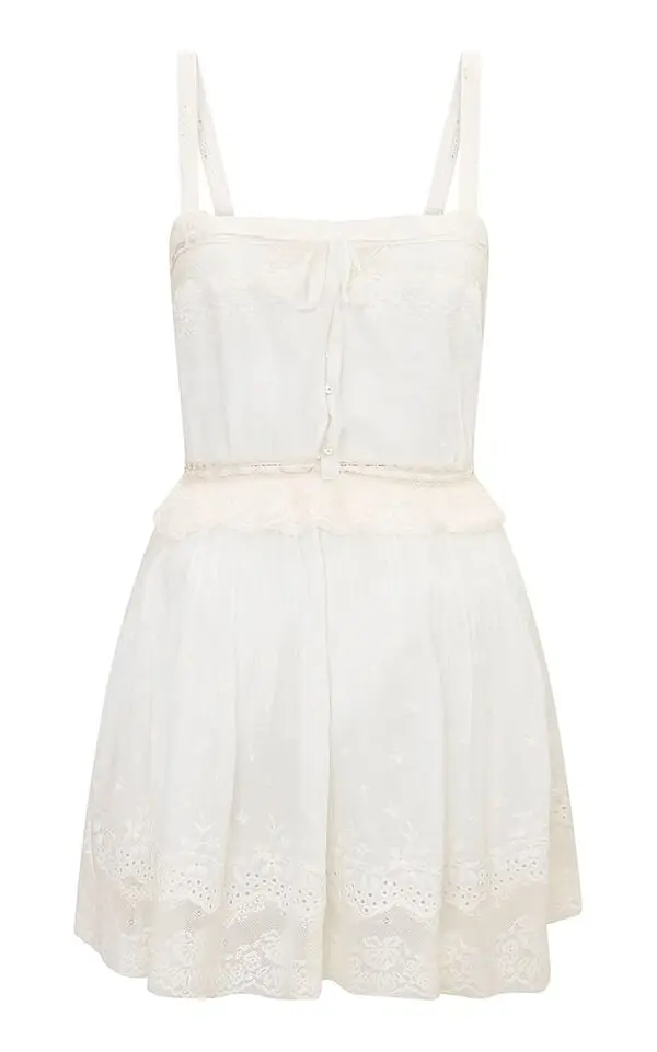 LoveShackFancy Hadlee Lace Cotton Dress - White