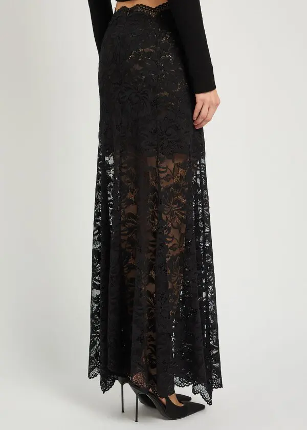 Rabanne Stretch-lace Maxi Skirt - Black