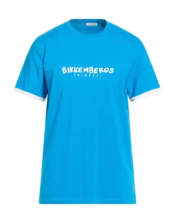 BIKKEMBERGS T-shirt Azure Size Cotton, Elastane