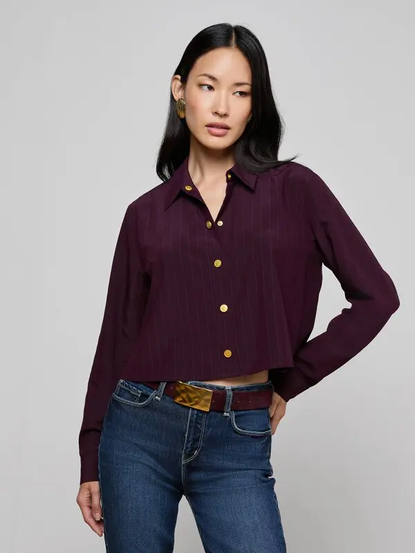 L'Agence Cosette Pinstriped Shirt - Dark Malbec Pinstripe