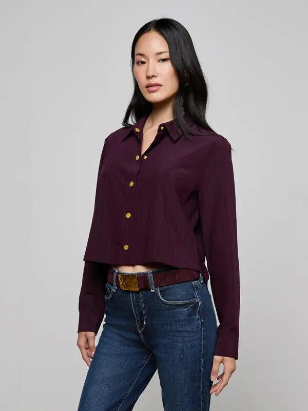 L'Agence Cosette Pinstriped Shirt - Dark Malbec Pinstripe