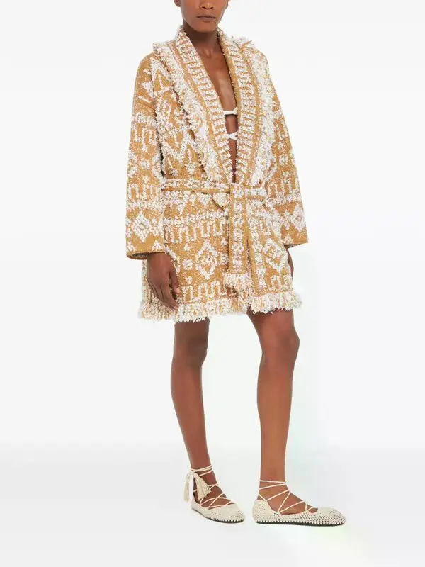 Alanui Geometric-pattern Fringed Cardigan-coat