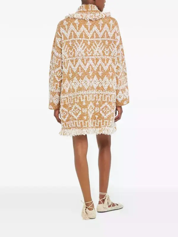 Alanui Geometric-pattern Fringed Cardigan-coat
