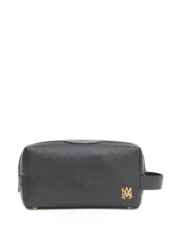 Amiri Logo Leather Toiletry Bag - Black