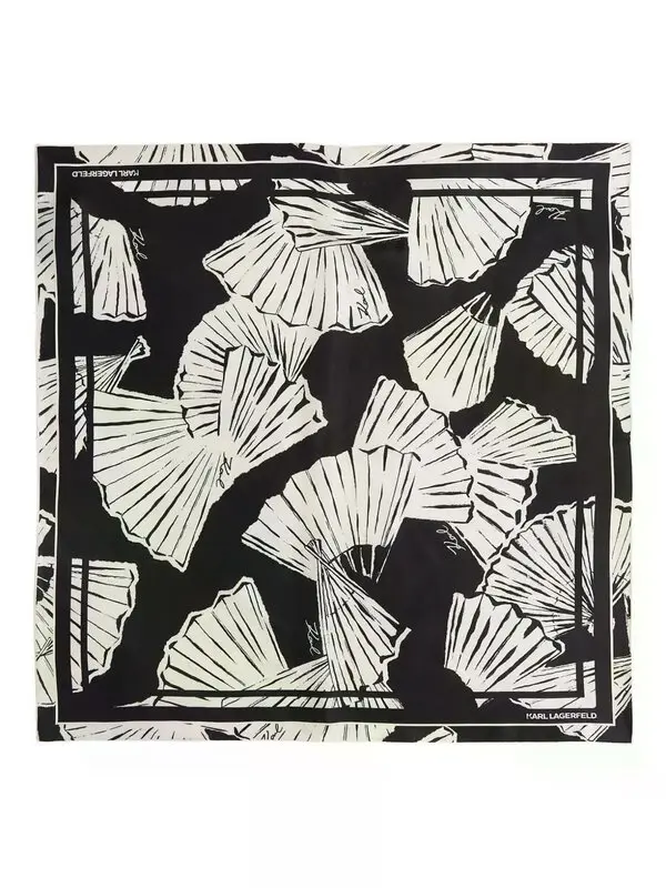 Karl Lagerfeld Signature Fan-print Scarf - Black