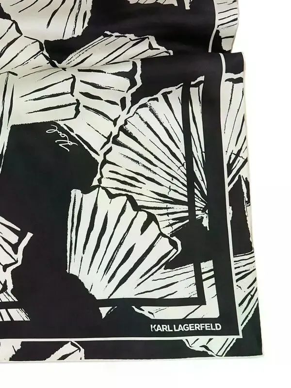 Karl Lagerfeld K/signature Small Fan-print Scarf - Black